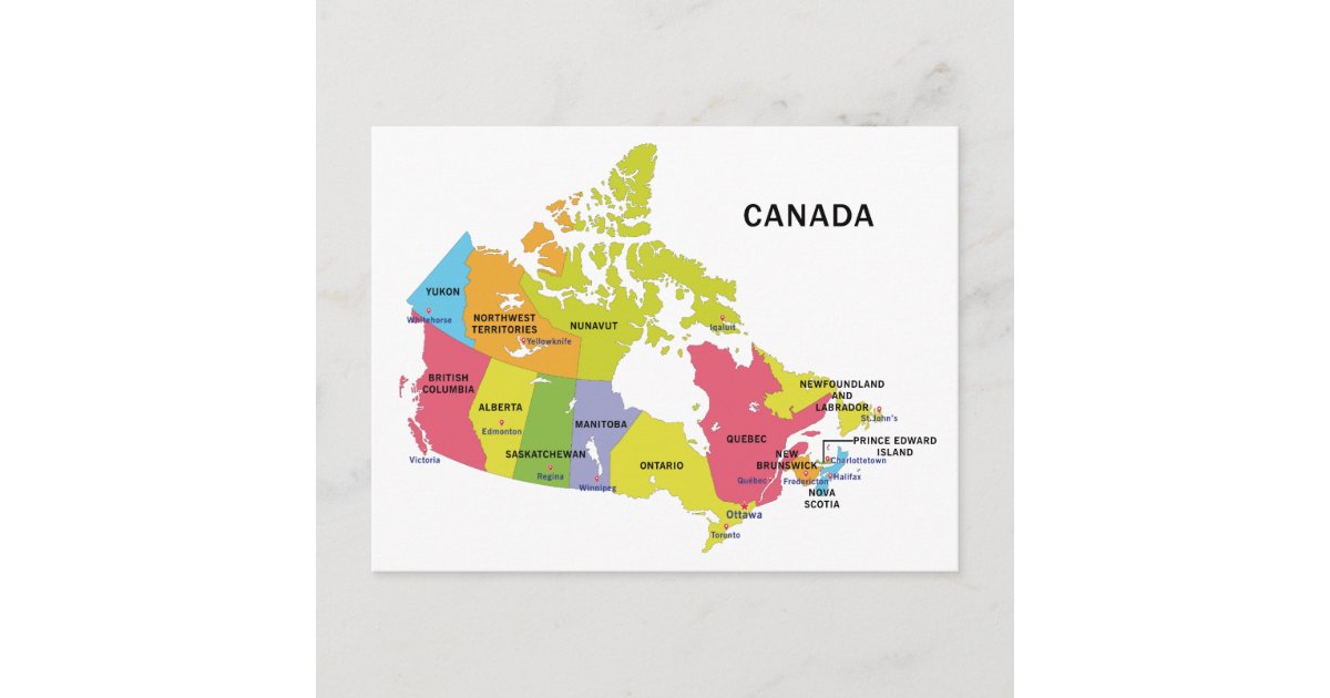 Map of Canada postcard | Zazzle
