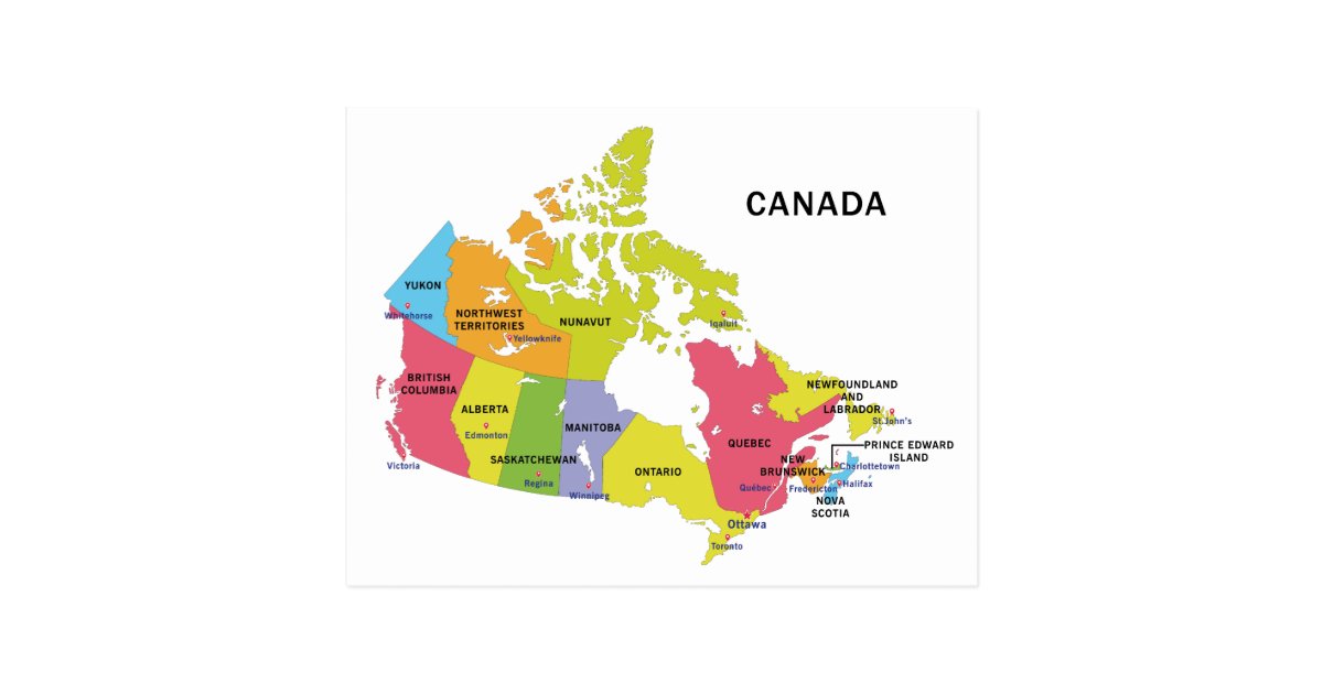Map of Canada postcard | Zazzle.ca