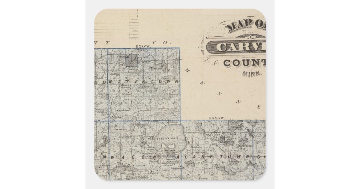 Map of Carver County, Minnesota Square Sticker | Zazzle
