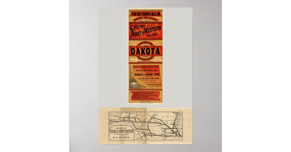 Map Of Chicago and Northwestern Railway Lines Poster | Zazzle