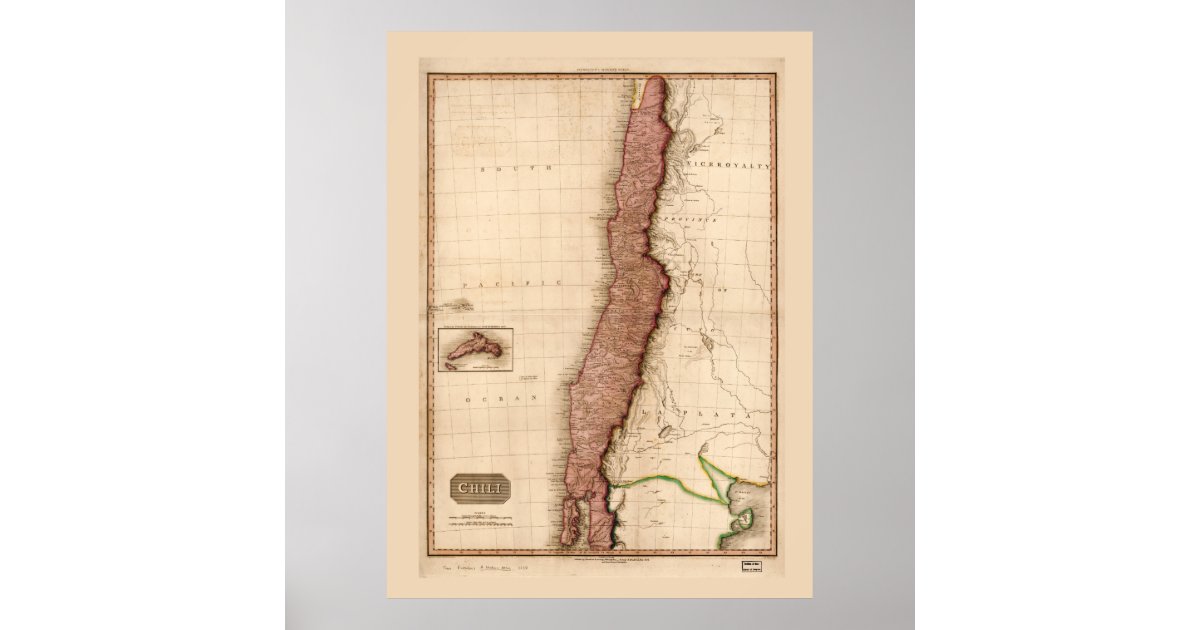 Map of Chile (1818) Poster | Zazzle