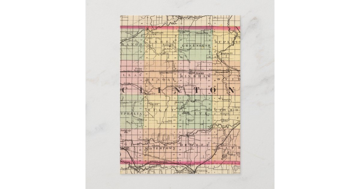 Map of Clinton County, Michigan Postcard | Zazzle