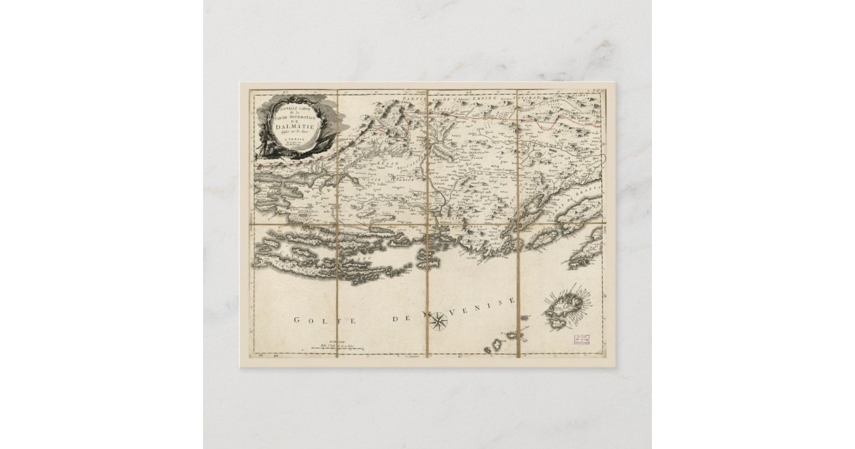 Map of Dalmatia, Croatia Coast & Islands (1780) Postcard | Zazzle