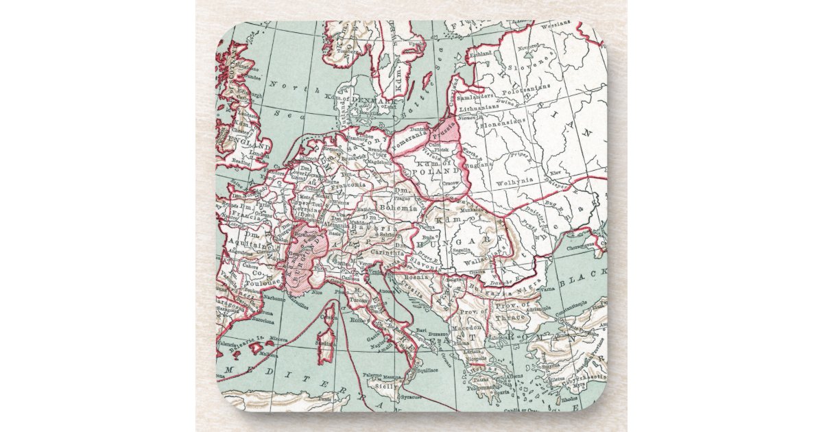 MAP OF EUROPE, 12th CENTURY Coaster | Zazzle
