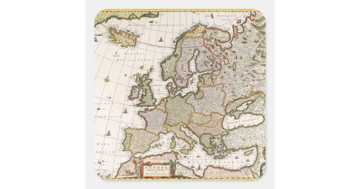 Map of Europe 4 Square Sticker | Zazzle