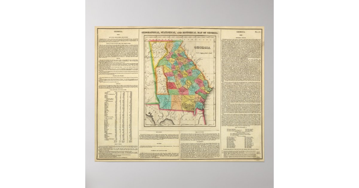 Map Of Georgia Poster | Zazzle
