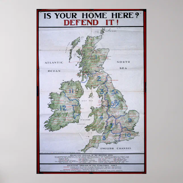 Map of Great Britain - Defend It Poster | Zazzle