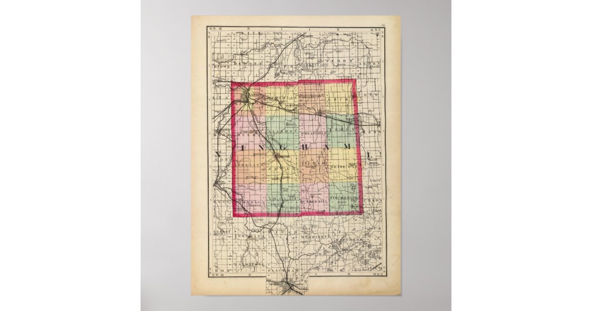 Map of Ingham County, Michigan Poster | Zazzle
