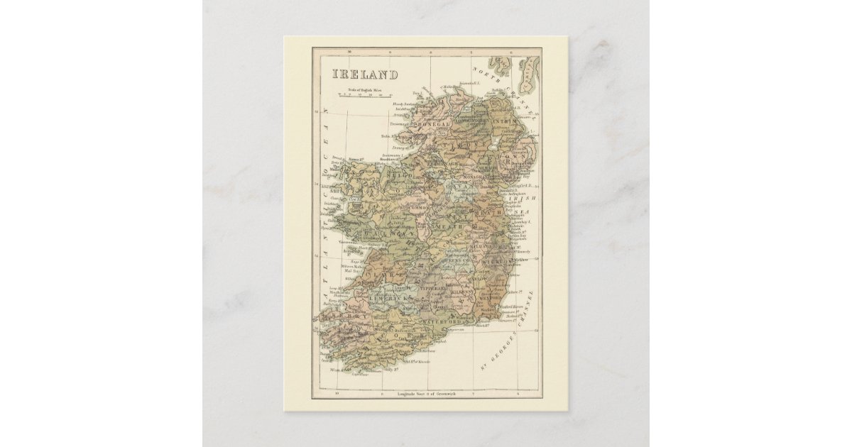 Map of Ireland 1862 Wedding Save The Date Announcement Postcard | Zazzle
