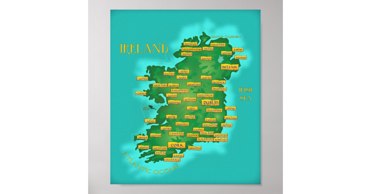 Map Of Ireland Poster | Zazzle