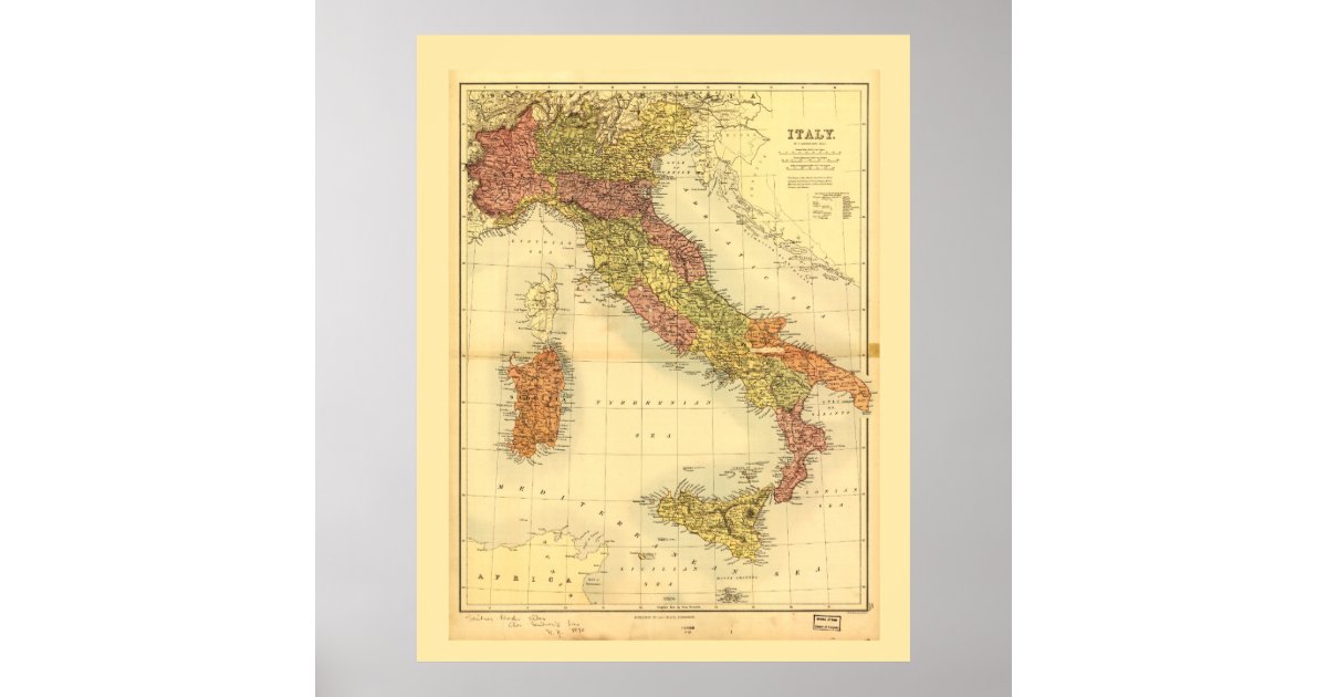 Map of Italy (1890) Poster | Zazzle
