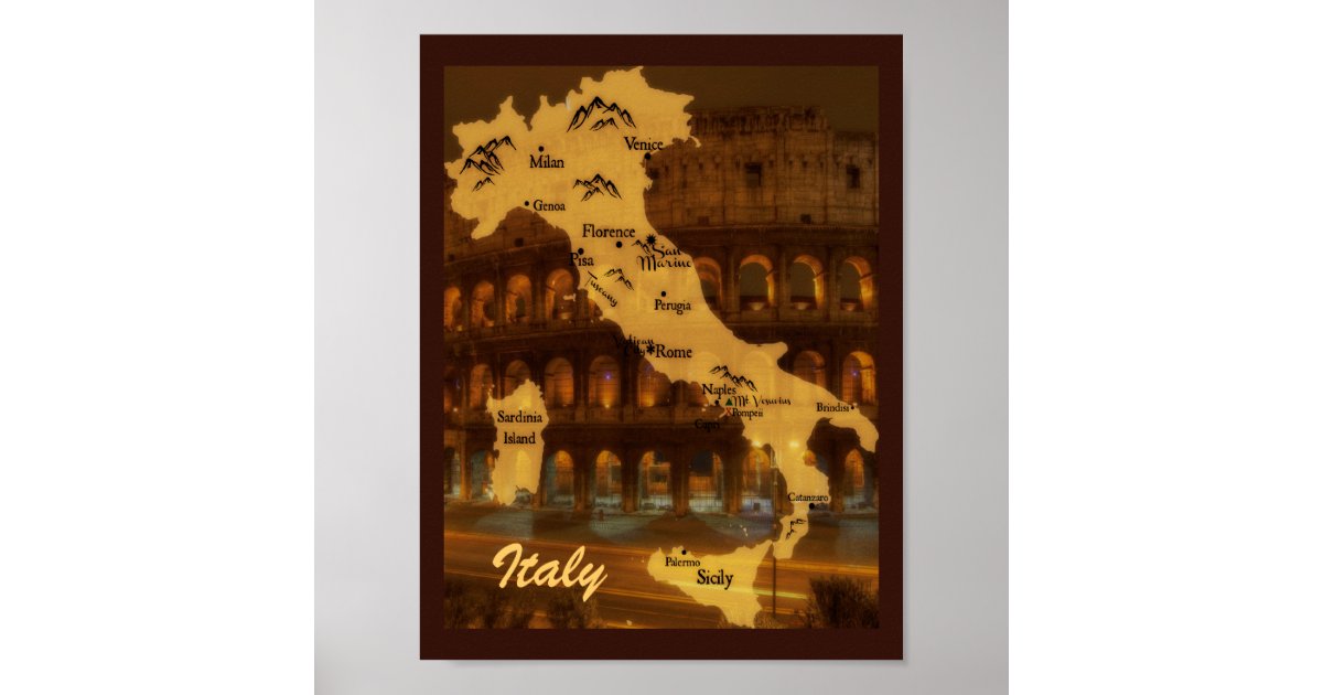 Map of Italy Poster | Zazzle