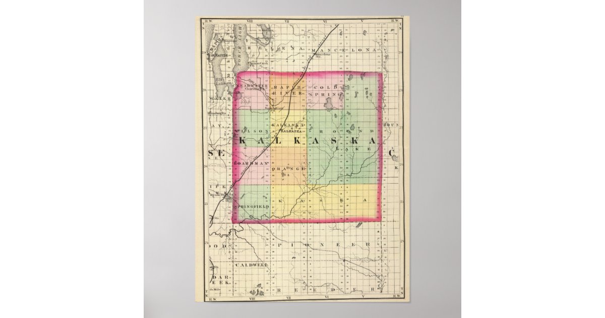 Map of Kalkaska County, Michigan Poster | Zazzle