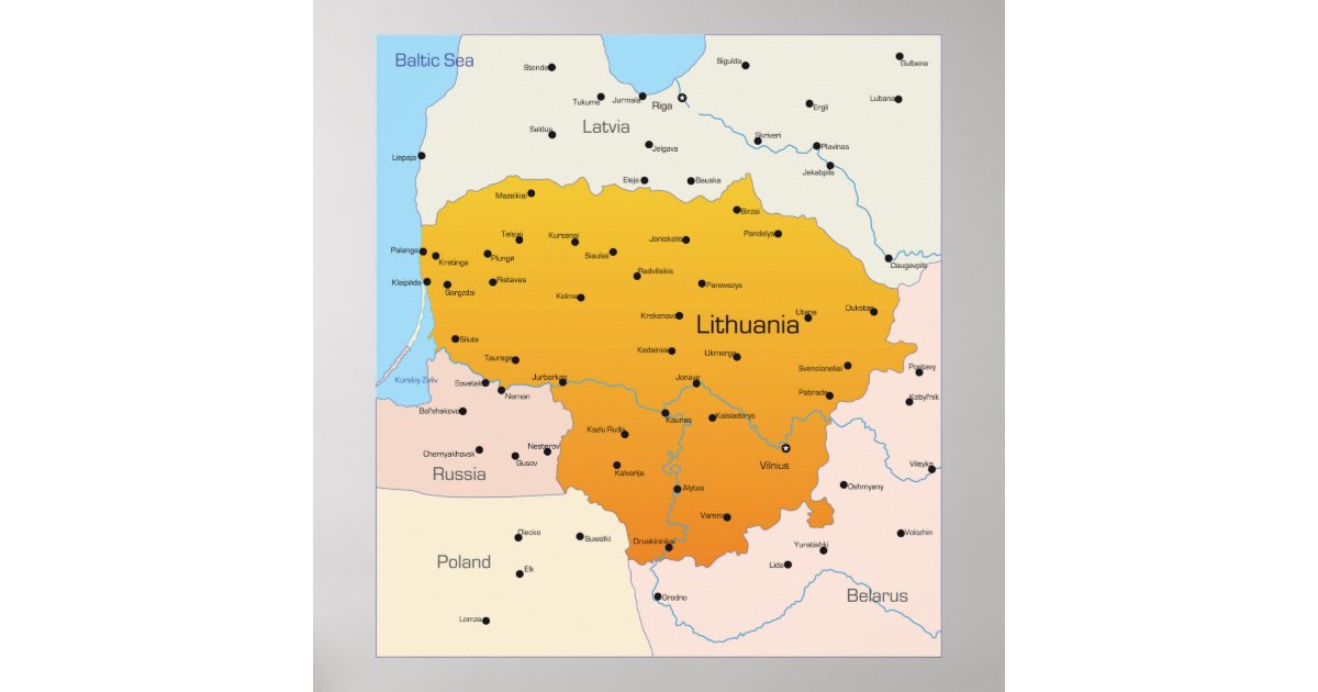 Map Of Lithuania Poster | Zazzle