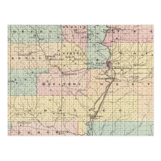 Map of Marathon County Postcard | Zazzle.ca