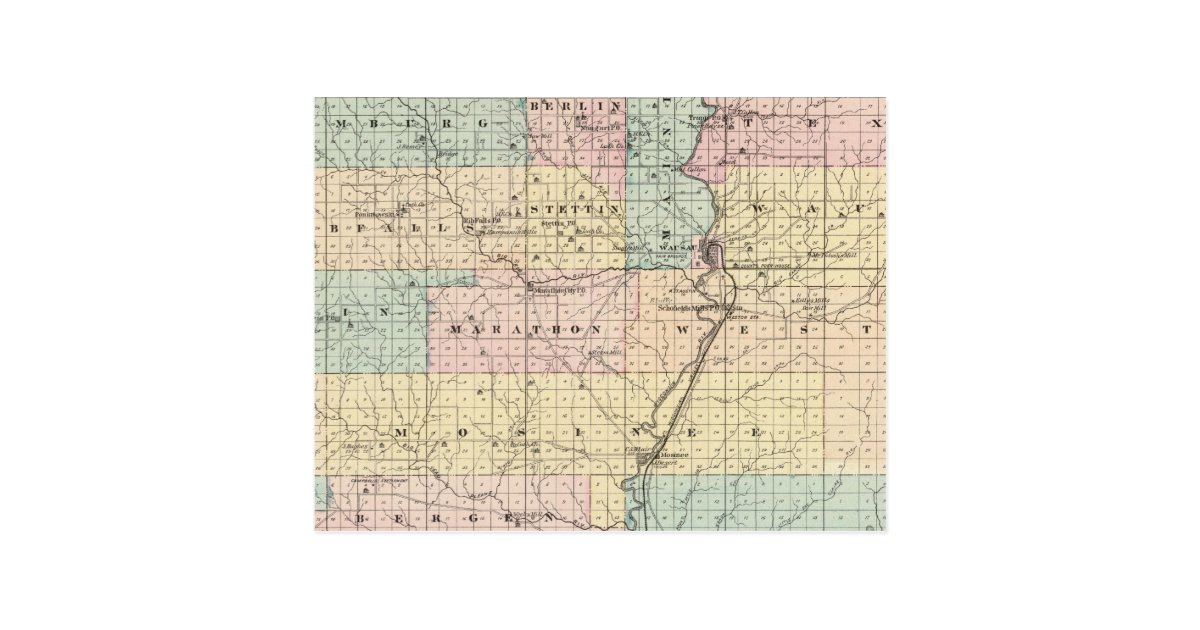 Map of Marathon County Postcard | Zazzle.ca