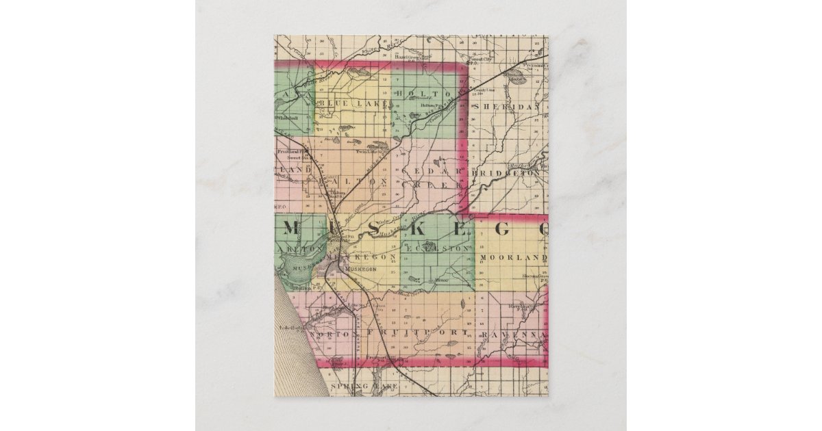 Map of Muskegon County, Michigan Postcard | Zazzle