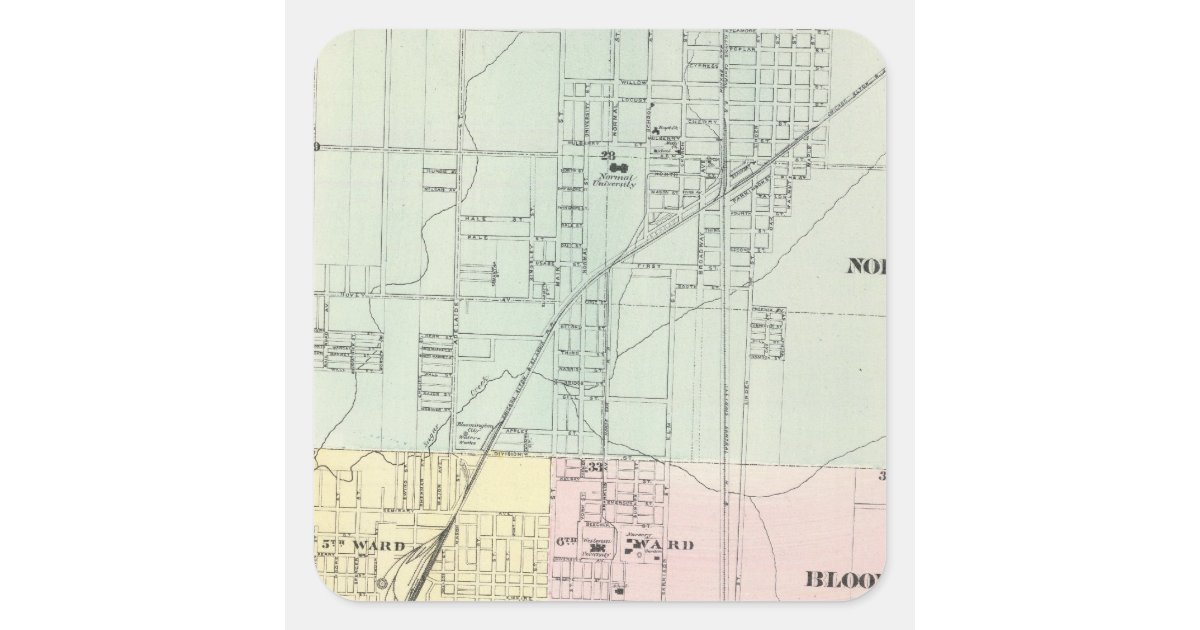 Map of Normal, Bloomington Square Sticker | Zazzle