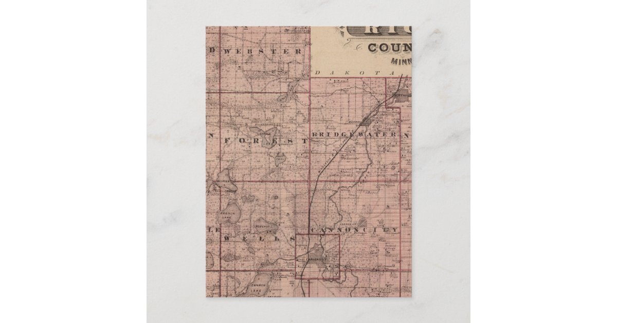 Map of Rice County, Minnesota Postcard | Zazzle