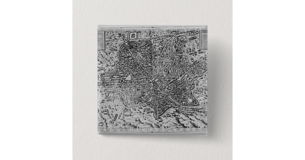 Map of Rome, 1579 2 Inch Square Button | Zazzle
