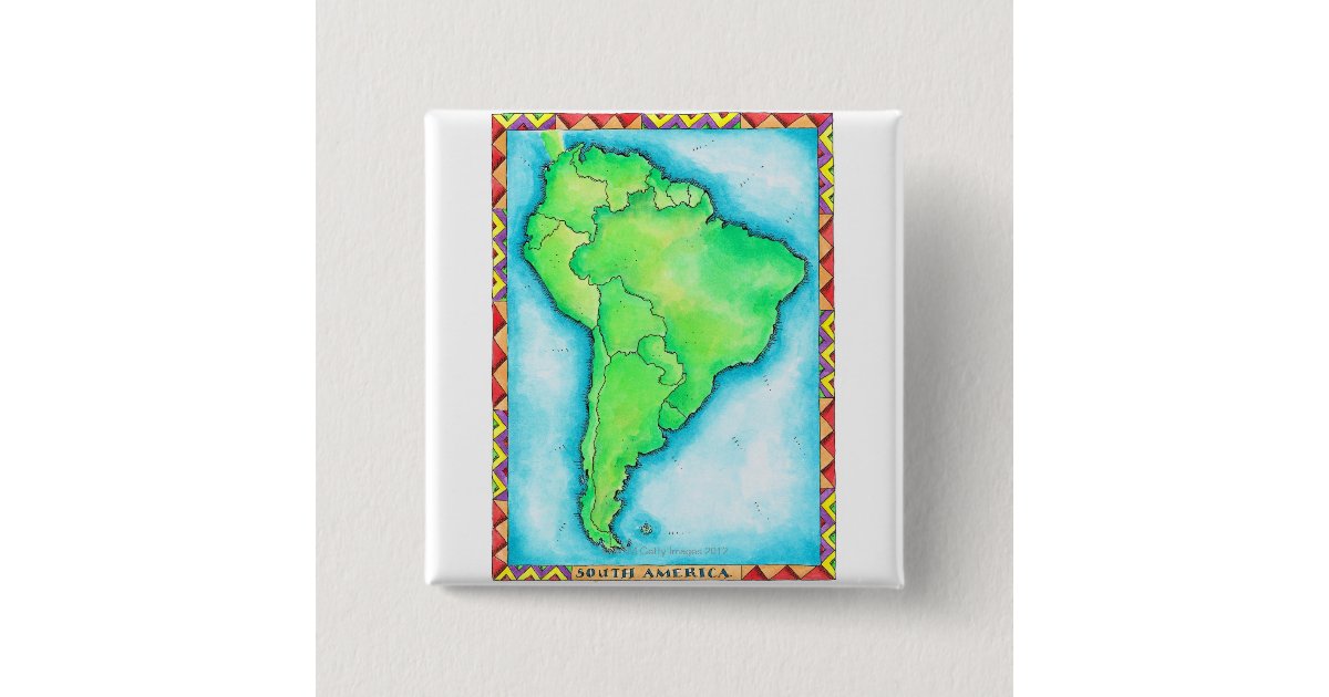 Map of South America 2 2 Inch Square Button | Zazzle