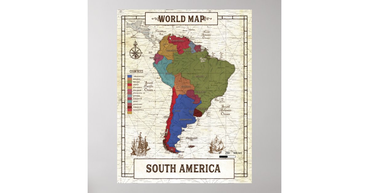 Map Of South America Poster | Zazzle