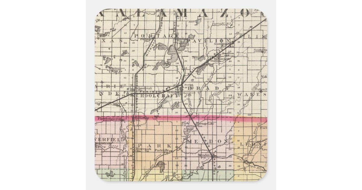 Map of St Joseph County, Michigan Square Sticker | Zazzle