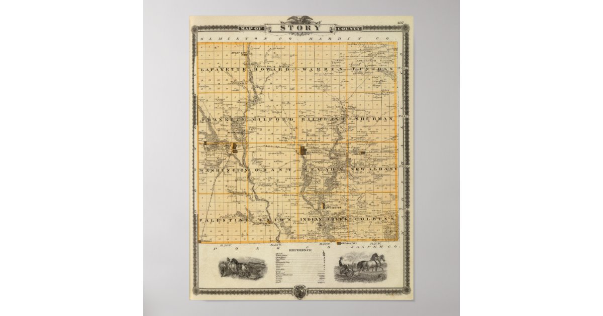Map of Story County, State of Iowa Poster | Zazzle