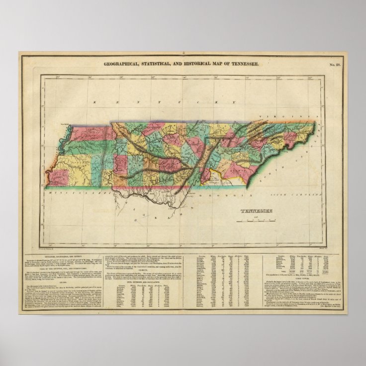 Map Of Tennessee Poster | Zazzle
