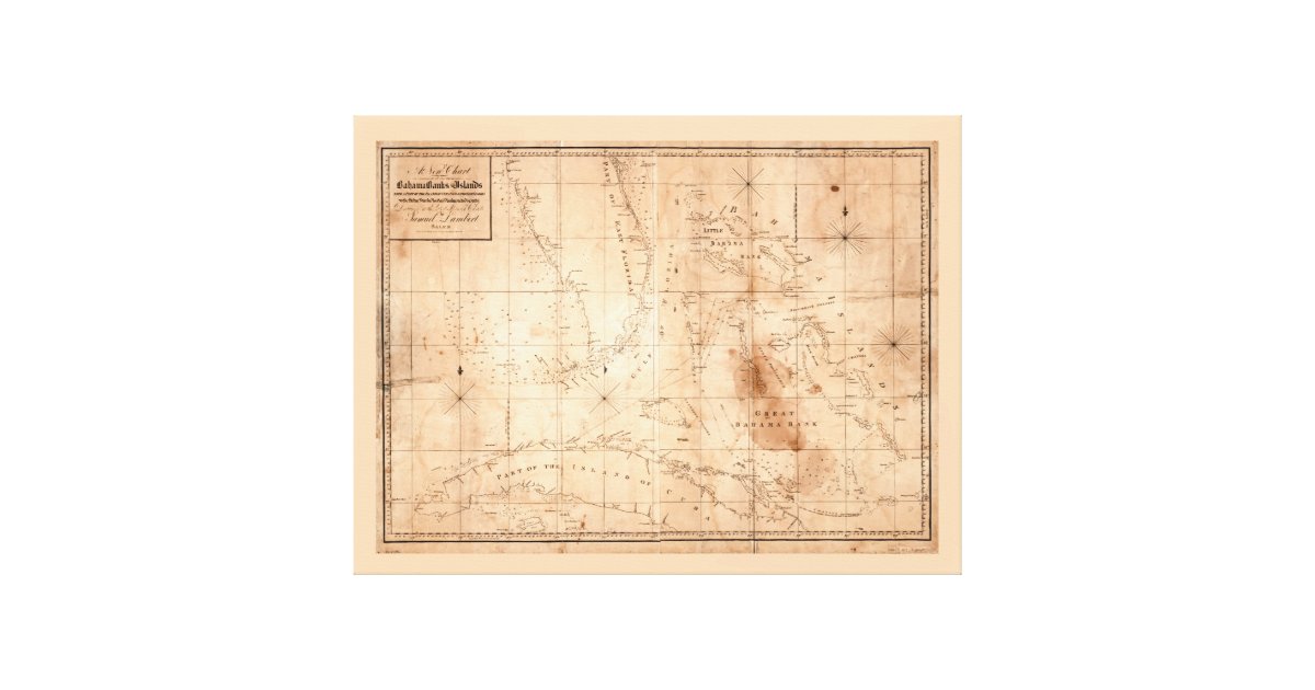 Map of the Bahama Banks and Islands (1817) Canvas Print | Zazzle
