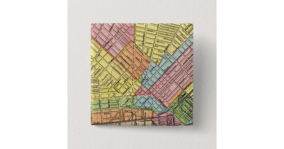 Map of The City of Buffalo 2 Inch Square Button | Zazzle