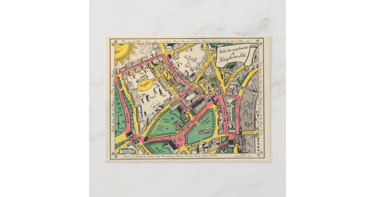 Map of the Coronation Route, London, England Postcard | Zazzle