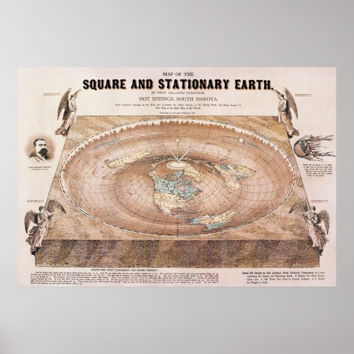 Map of the Square and Stationary Earth by Fergn Poster | Zazzle.ca