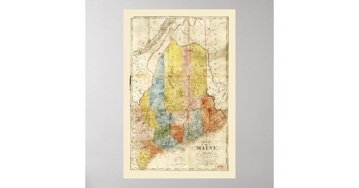 Map of the State of Maine (1843) Poster | Zazzle