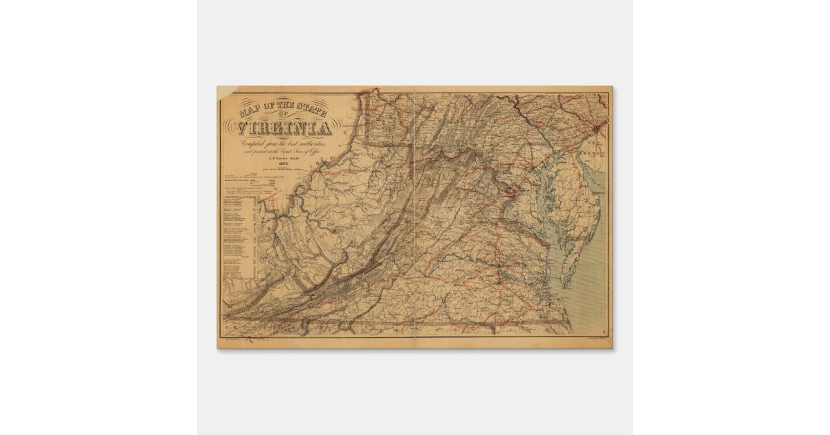 Map of the State of Virginia (1865) Garden Sign | Zazzle
