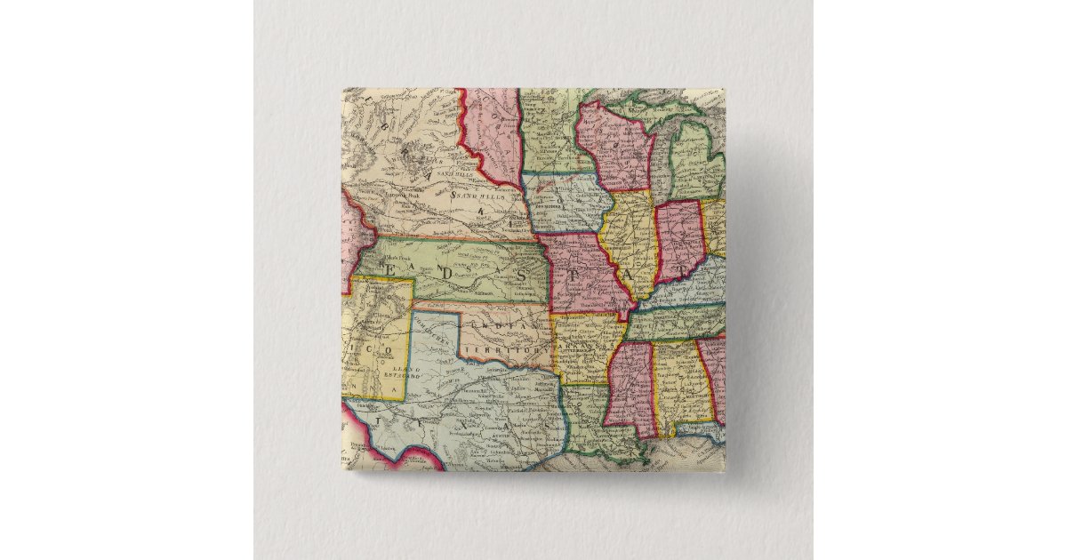 Map Of The United States, And Territories 2 Inch Square Button | Zazzle