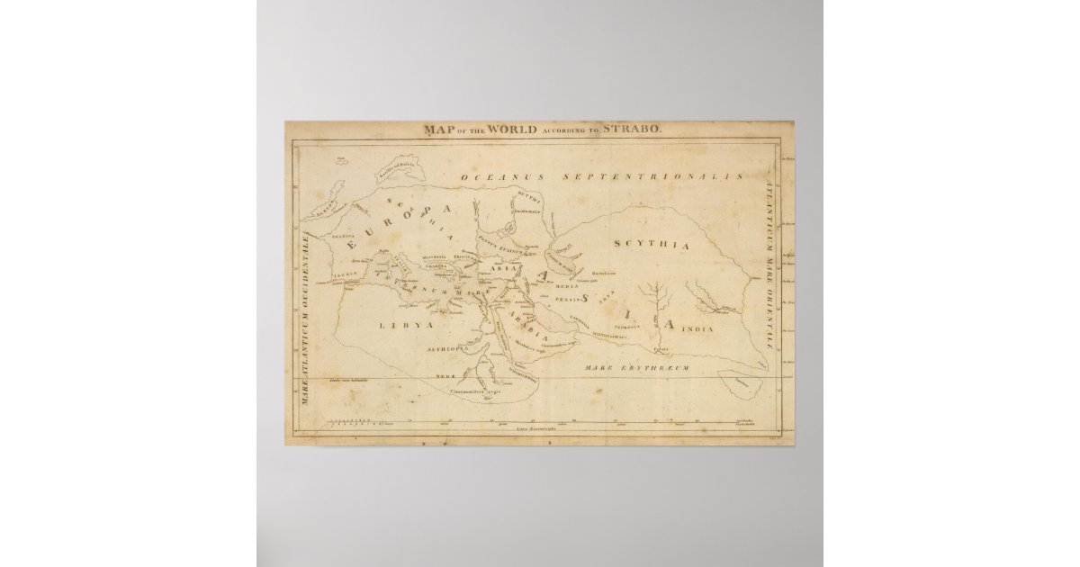 Map of the World According to Strabo Poster | Zazzle
