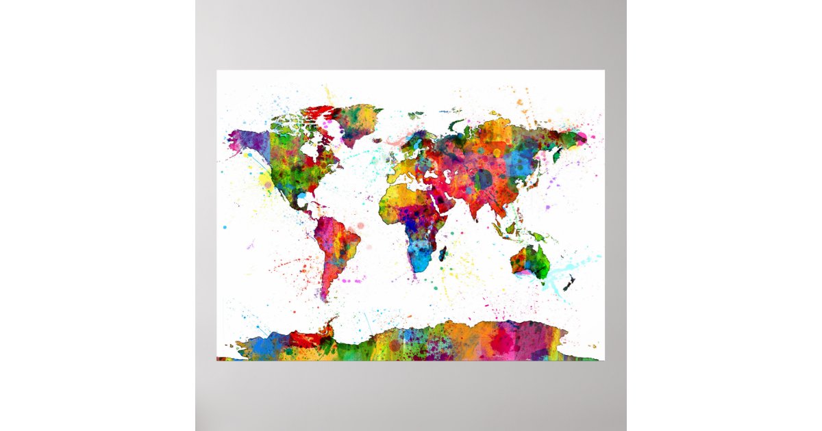 Map of the World Map Watercolor Poster | Zazzle