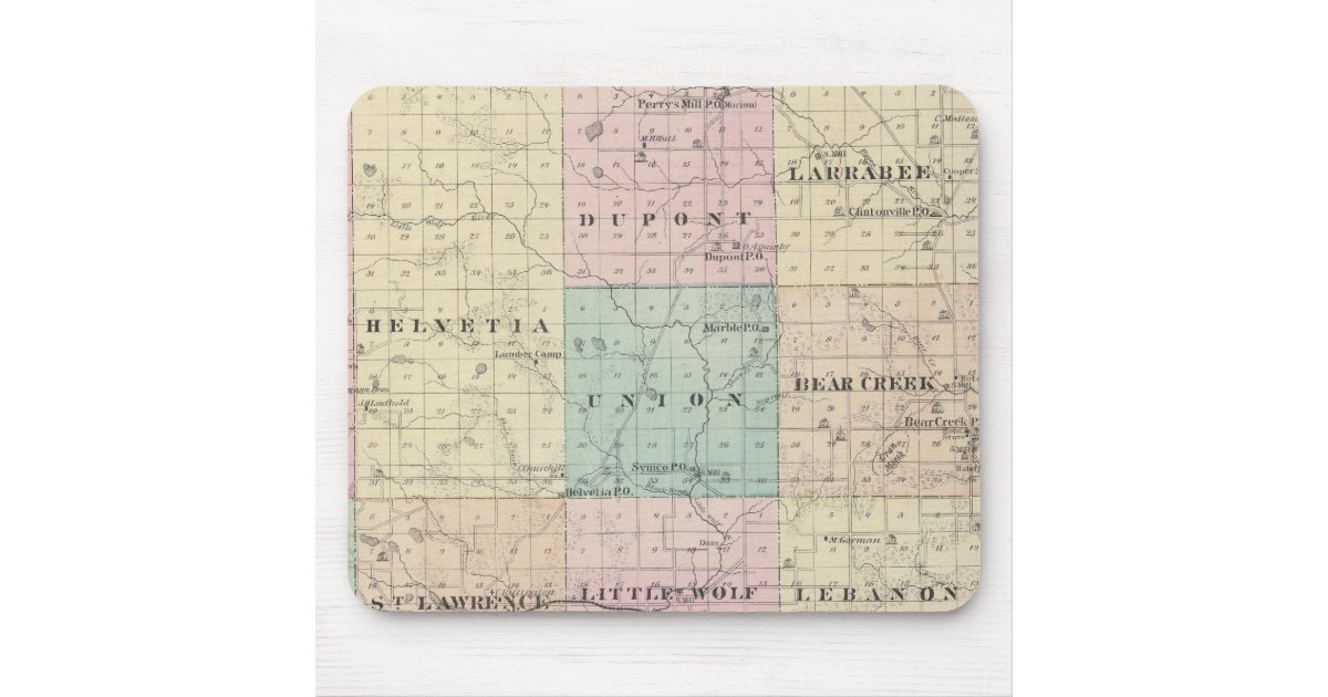 Map of Waupaca County, State of Wisconsin Mouse Pad | Zazzle