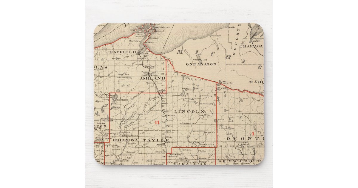Map of Wisconsin showing senatorial districts Mouse Pad | Zazzle