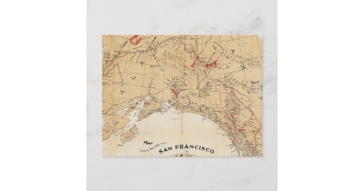 Map Showing Routes from San Francisco to Alaska Postcard | Zazzle