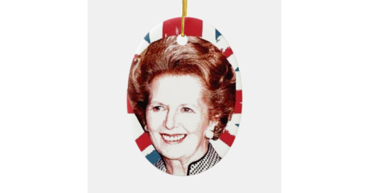 MARGARET THATCHER UNION JACK CERAMIC ORNAMENT | Zazzle