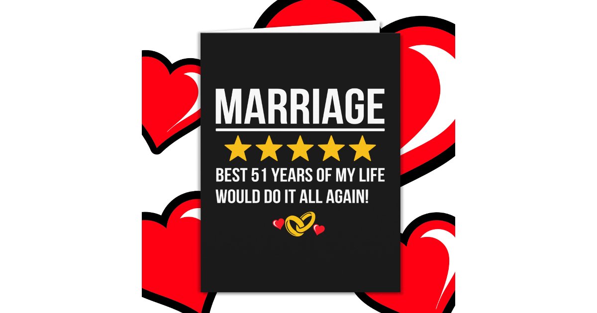 Married 51 Years Cute 51st Wedding Anniversary Card | Zazzle