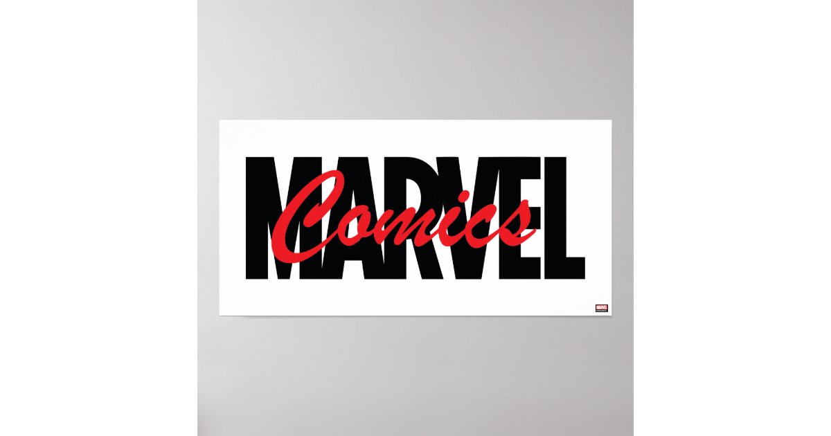 Marvel Comics Overlapped Cursive Logo Poster | Zazzle