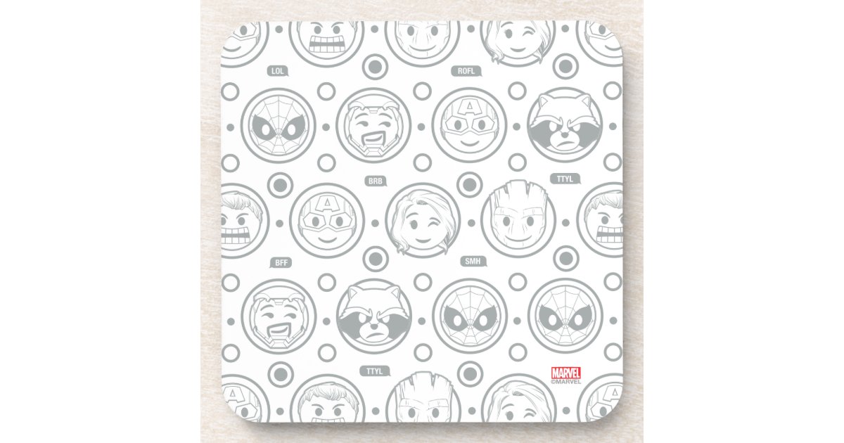 Marvel Emoji Characters Outline Pattern Coaster | Zazzle
