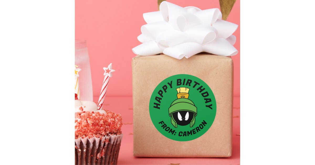 MARVIN THE MARTIAN™ Mad | Happy Birthday Classic Round Sticker | Zazzle