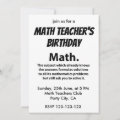 Math Typography Math Teachers Birthday Math Invitation | Zazzle