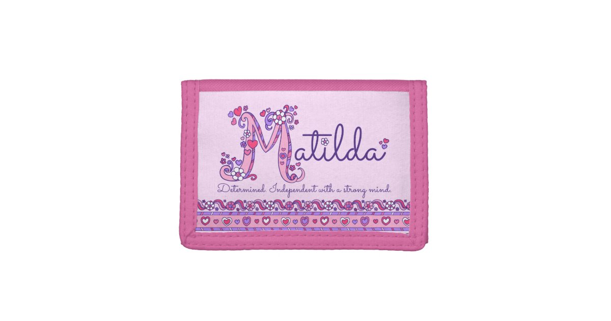 Matilda letter M name meaning doodle art Trifold Wallet | Zazzle