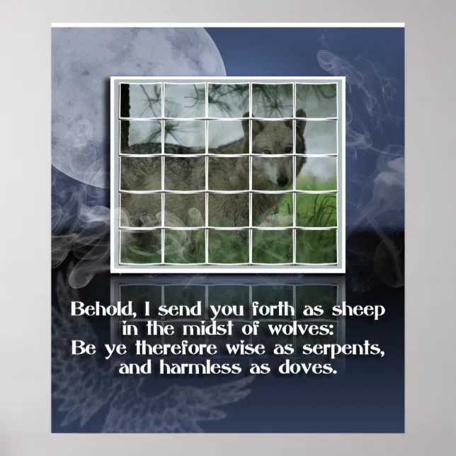 Matthew 10:16 BIBLE QUOTE SHEEP AMONG WOLVES Poster | Zazzle