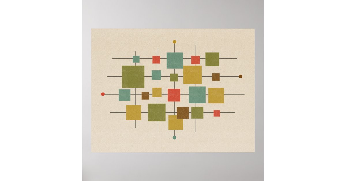 MCM Geometric Squares - Multi Postcard Poster | Zazzle